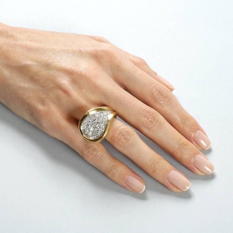 Kutchinsky London 1970s Diamond Gold Platinum Ring For Sale at 1stDibs