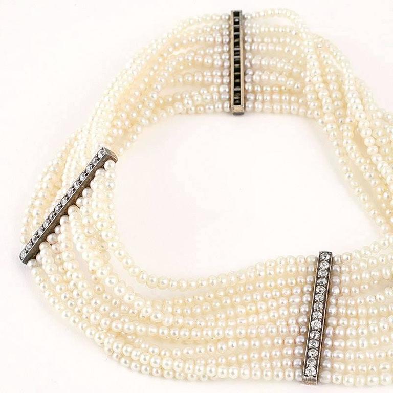 Edwardian Seed Pearl and Diamond Choker at 1stDibs | seed pearl choker ...