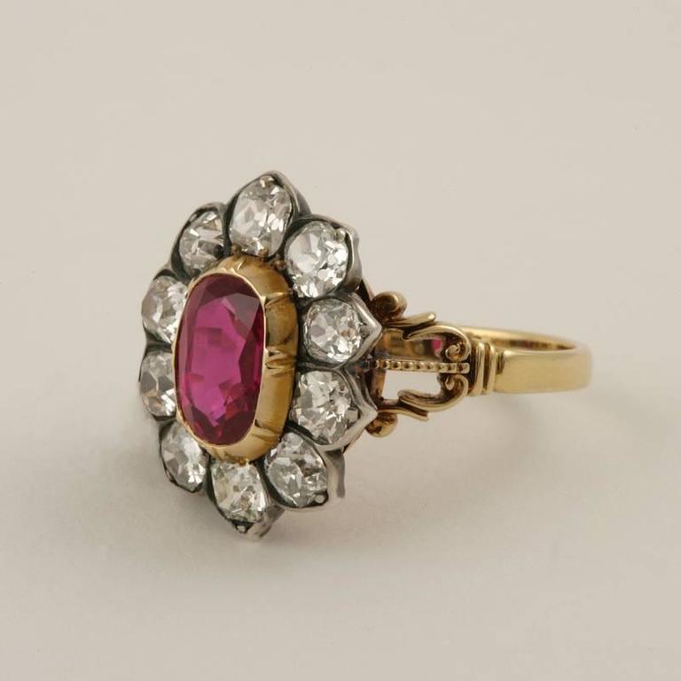 Antique Ruby Diamond Silver Gold Ring at 1stDibs | antique ruby and ...