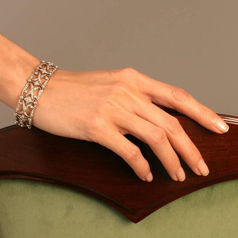 E. M. Gattle Early 20th Century Diamond gold Platinum Bracelet at 1stDibs