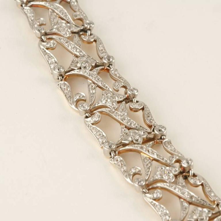 E. M. Gattle Early 20th Century Diamond gold Platinum Bracelet at 1stDibs