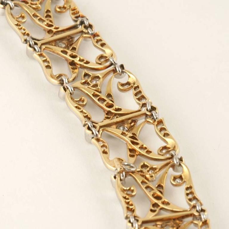 E. M. Gattle Early 20th Century Diamond gold Platinum Bracelet at 1stDibs