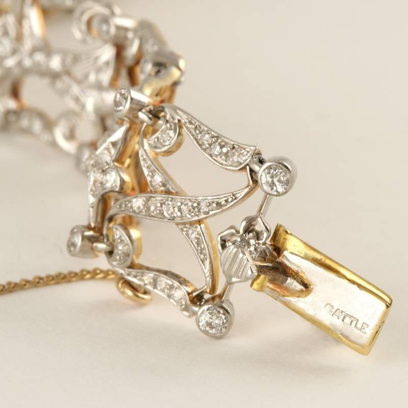 E. M. Gattle Early 20th Century Diamond gold Platinum Bracelet at 1stdibs