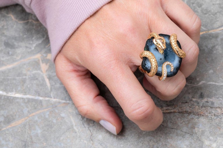 Cocktail Karolin White Diamond Pave Agate Odessa Snake Geode Rose Gold ...
