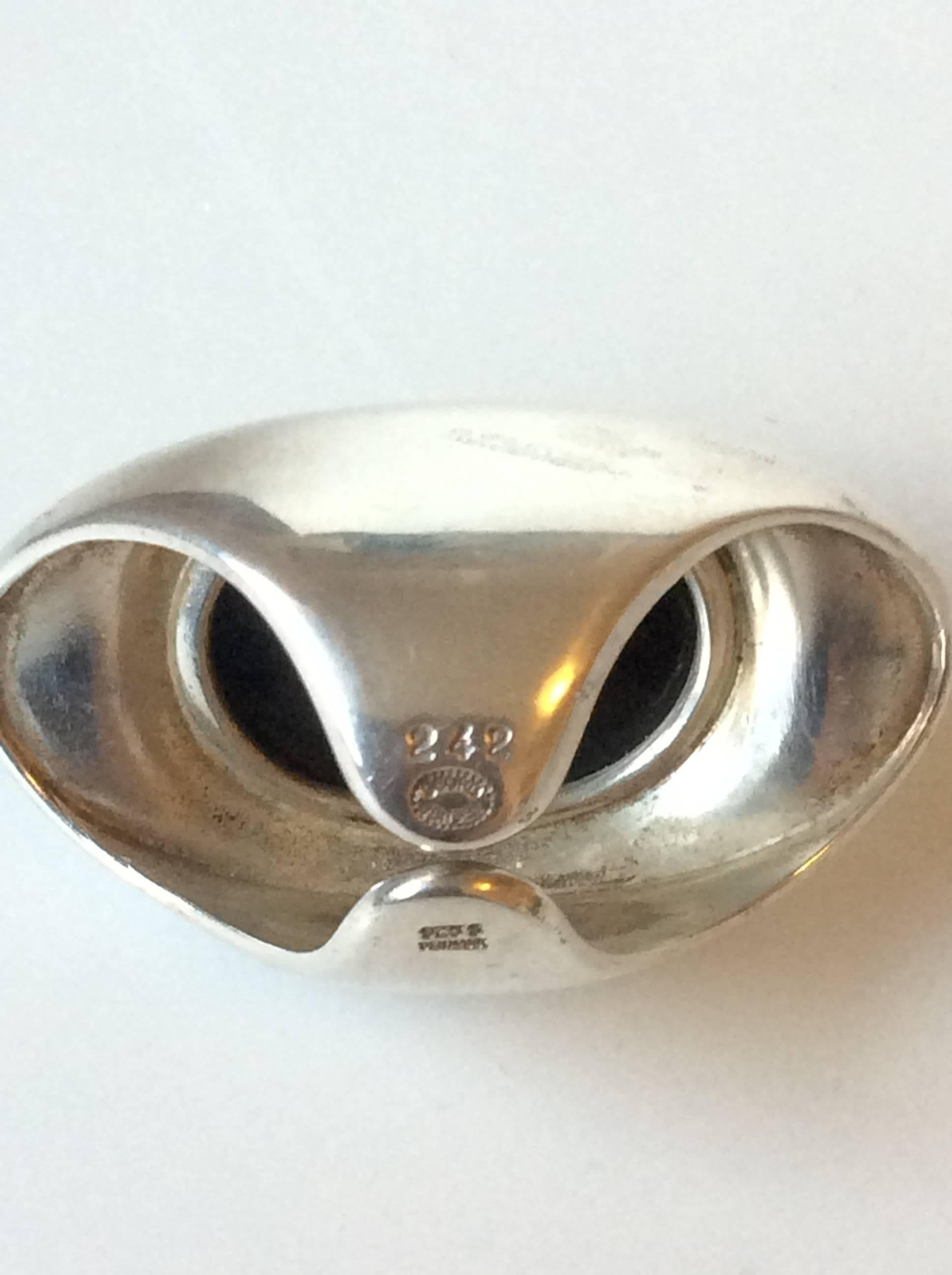 Georg Jensen Sterling Sølv Ring Designet af Henning Koppel med Sort ...