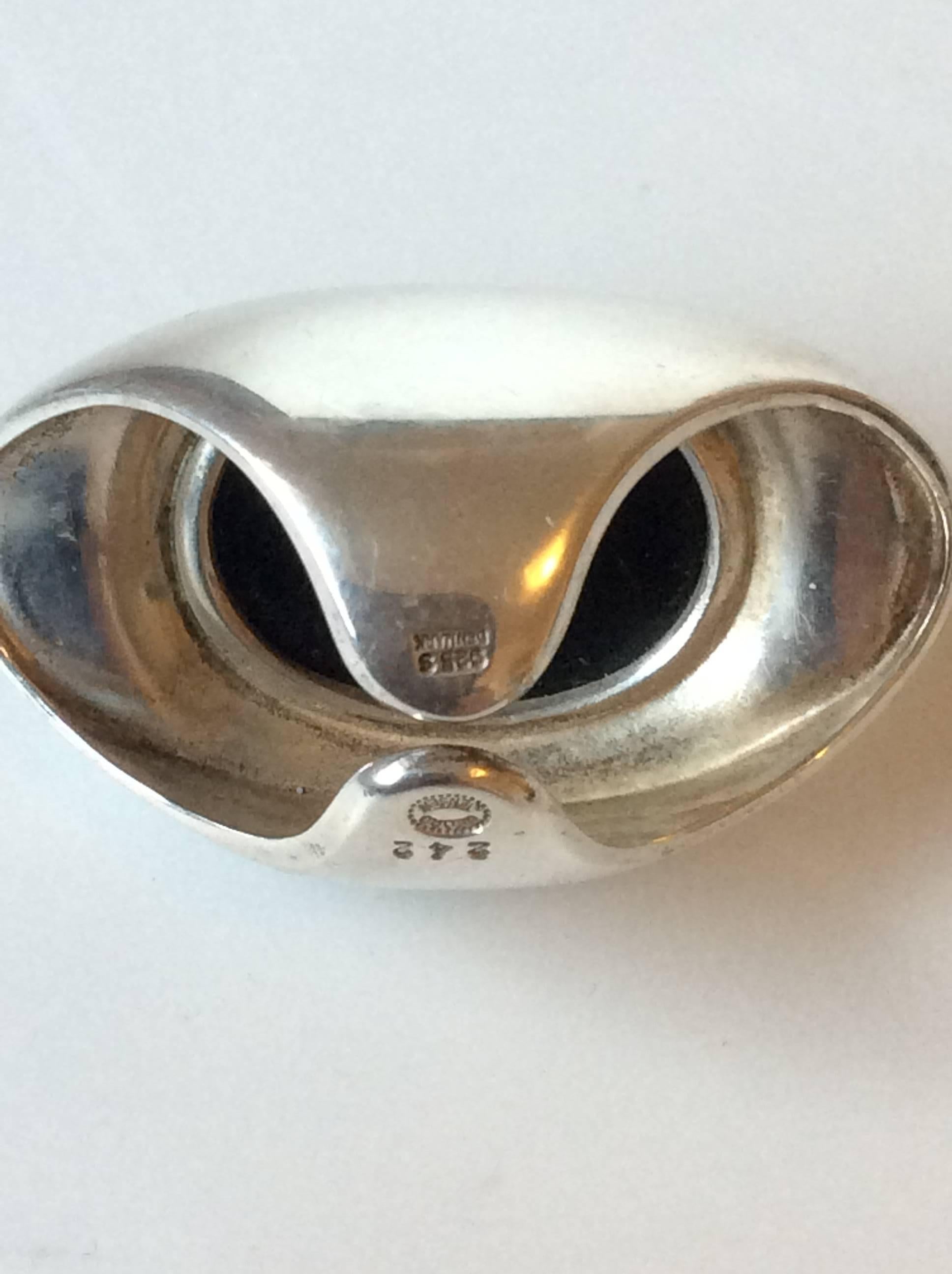 Georg Jensen Sterling Sølv Ring Designet af Henning Koppel med Sort ...