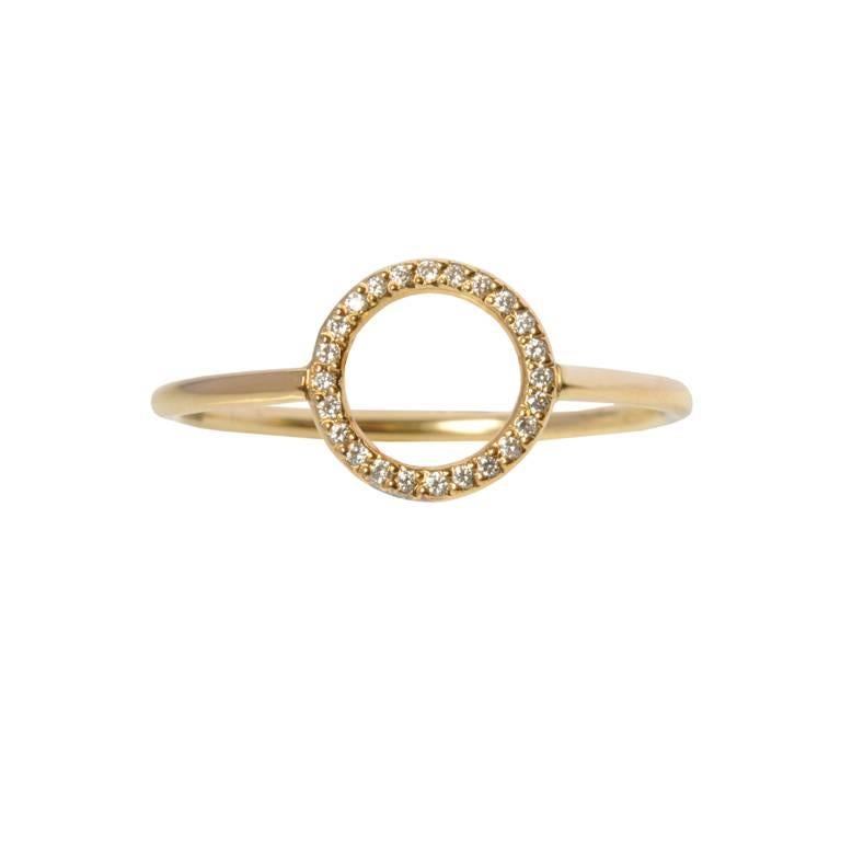 Sweet Pea 18k Yellow Gold and Diamond Open Circle Engagement Ring For ...