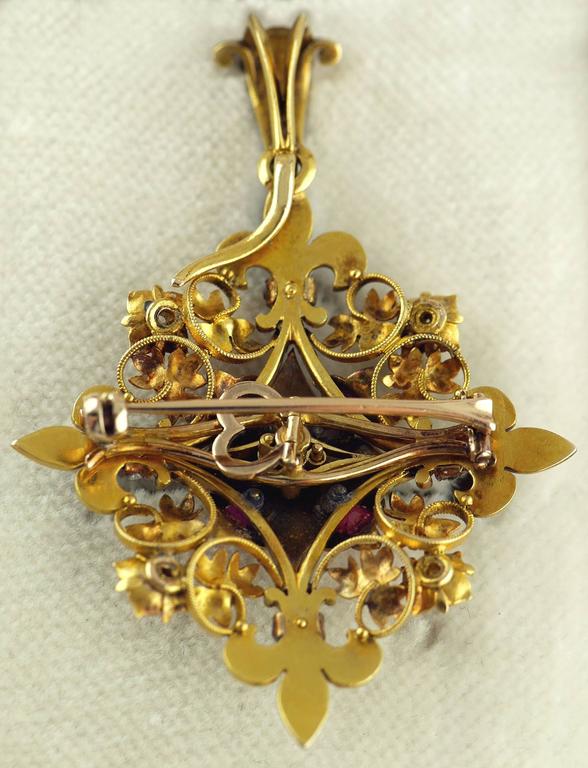 Victorian Holbeinesque Ruby, Pearl, Diamond and Enamel Pendant, circa ...