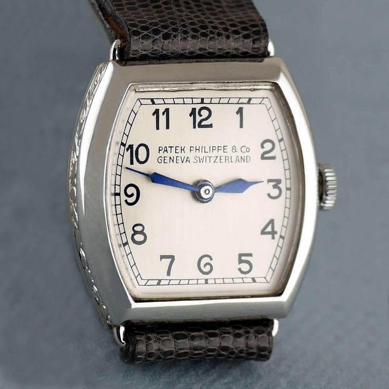 Patek Philippe Platinum Art Deco Tonneau Shaped Manual Wristwatch, 1938 ...