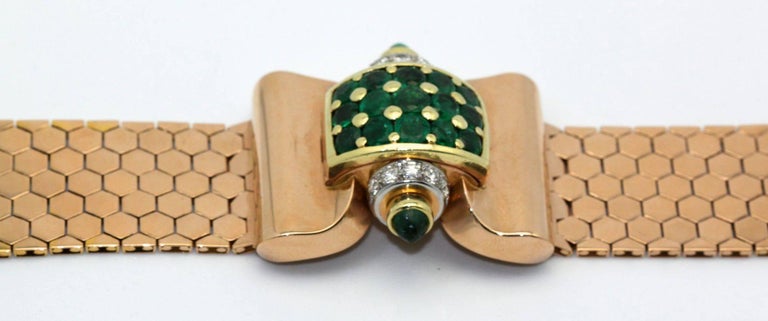 Diamond Emerald Covered Wristwatch For Sale at 1stDibs