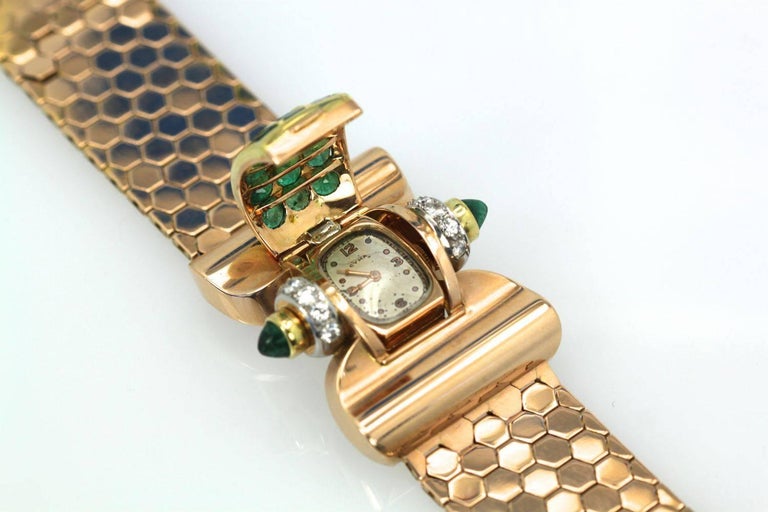Diamond Emerald Covered Wristwatch For Sale at 1stDibs