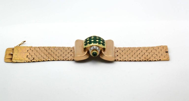 Diamond Emerald Covered Wristwatch For Sale at 1stDibs