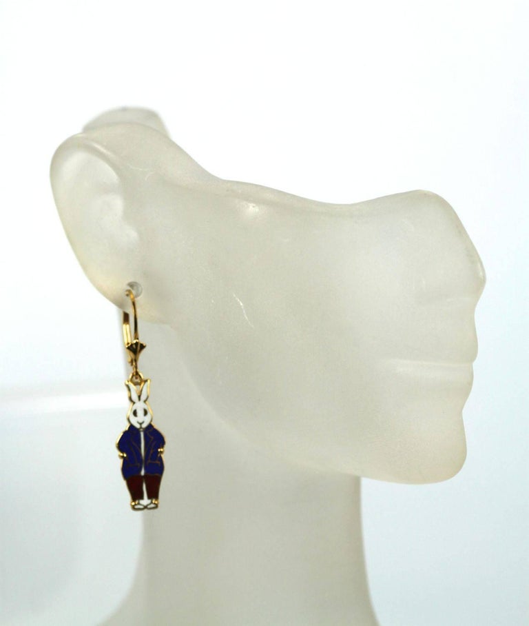 Charming Peter Rabbit 14 Karat Enamel Earrings For Sale (Free Shipping ...