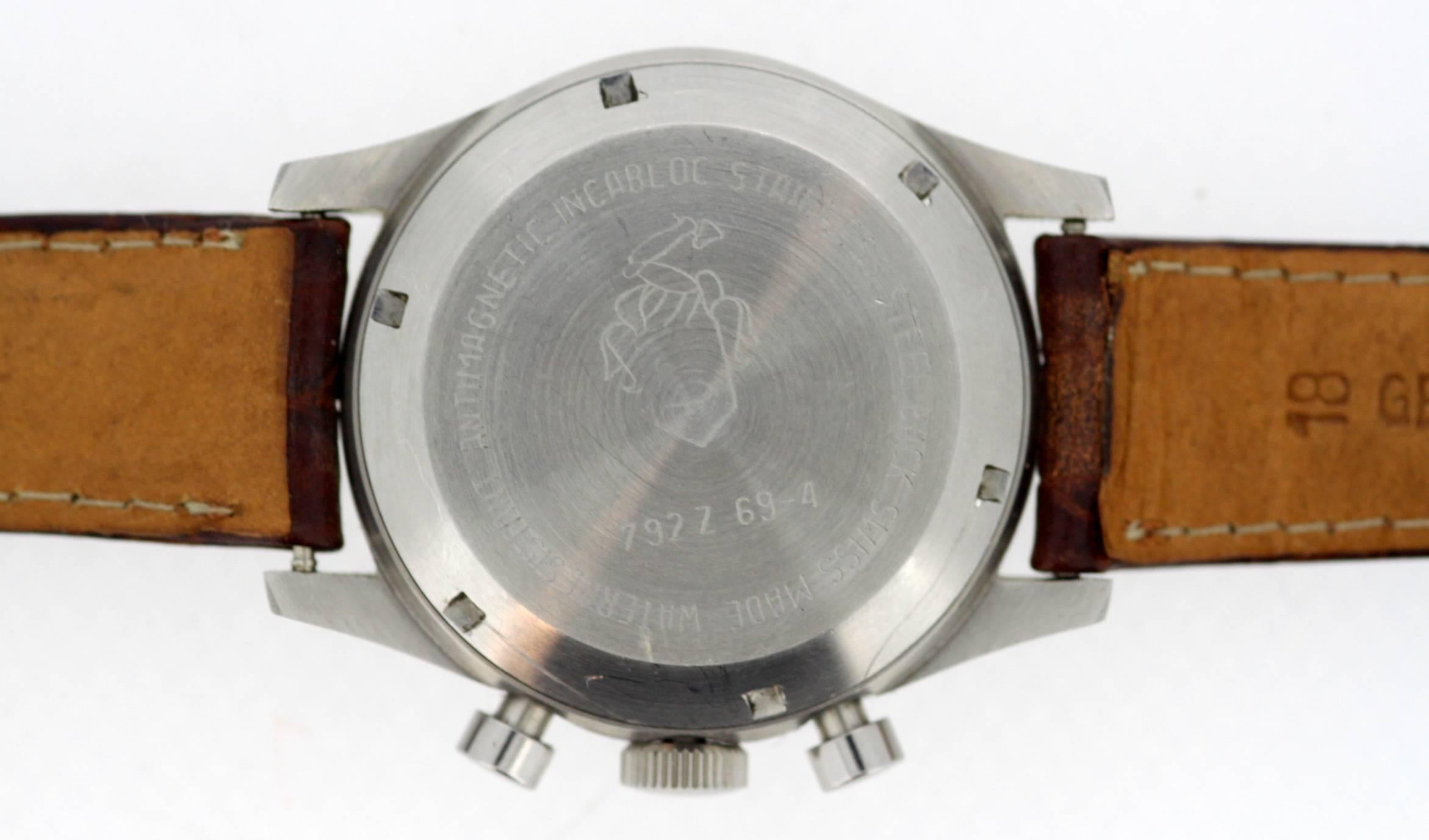 Sandoz Incabloc Vintage Chronograph Watch, Red Vignette Dial, 1960s For ...