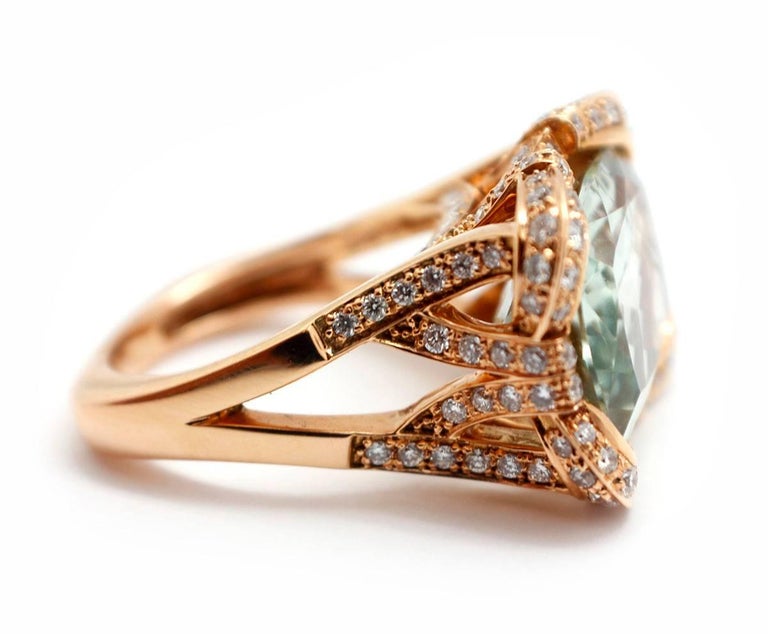 Prasiolite and Diamond Fashion Ring 18k Rose Gold For Sale at 1stDibs