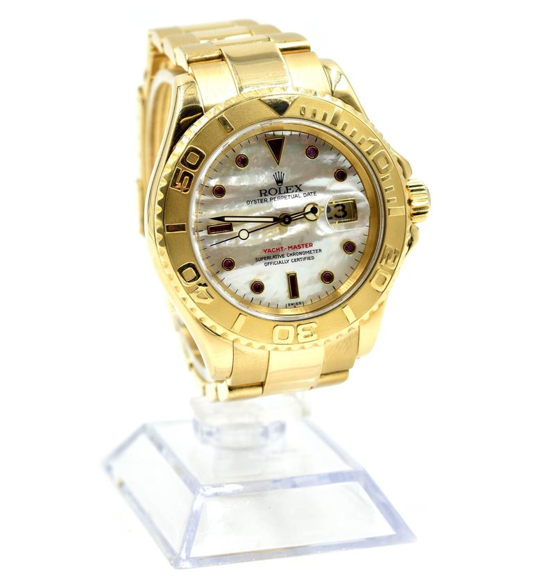 Rolex Yellow Gold Yacht-Master Mother-of-Pearl Ruby Dial Automatic ...