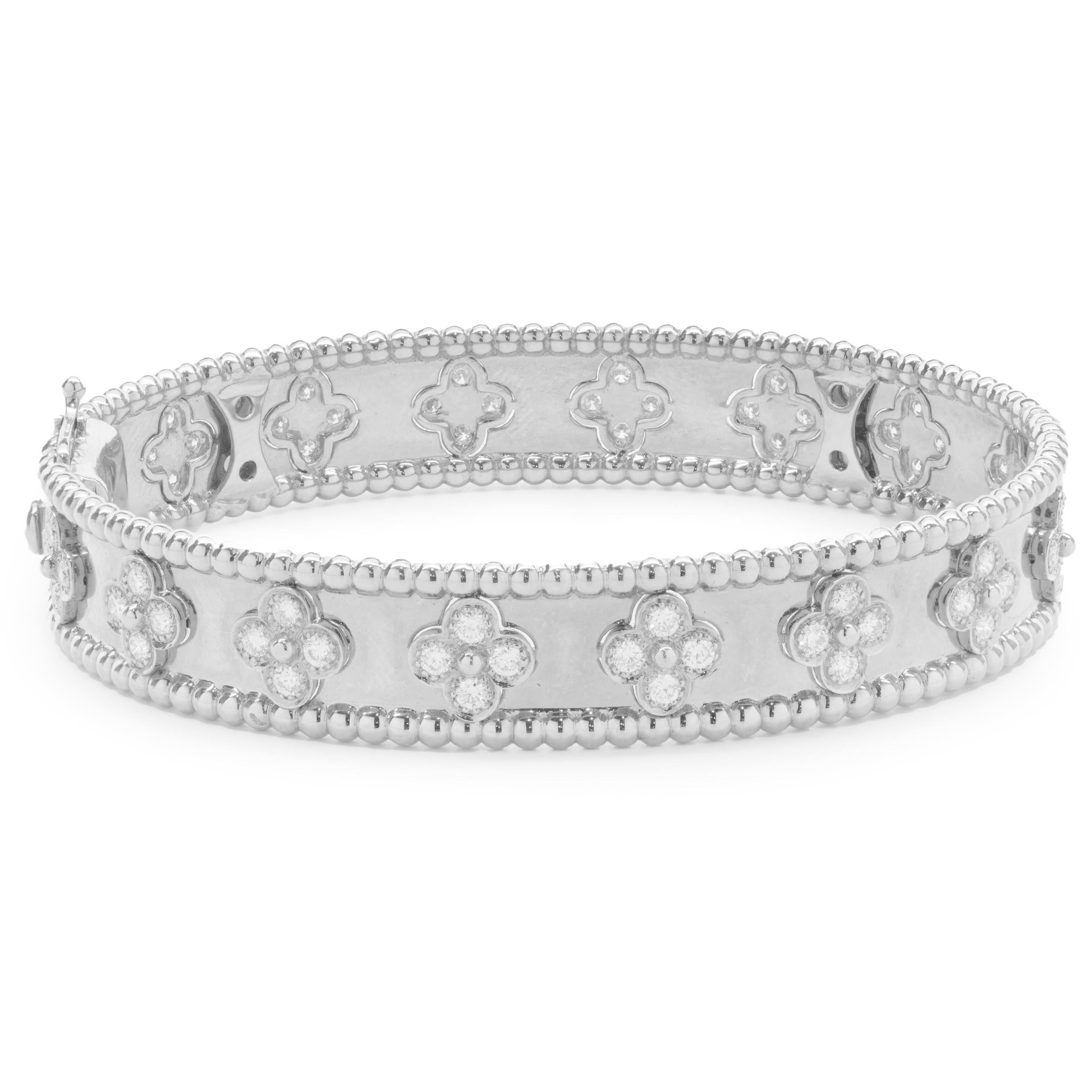 18 Karat Rose Gold Diamond Flower Bangle Bracelet For Sale At 1stdibs