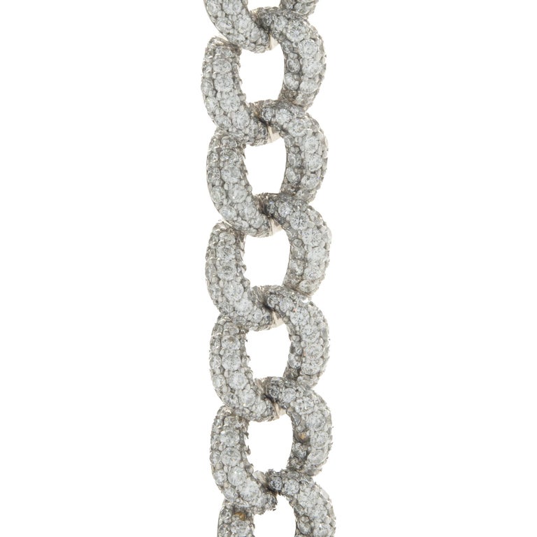 18k White Gold Diamond Cuban Bracelet at 1stDibs