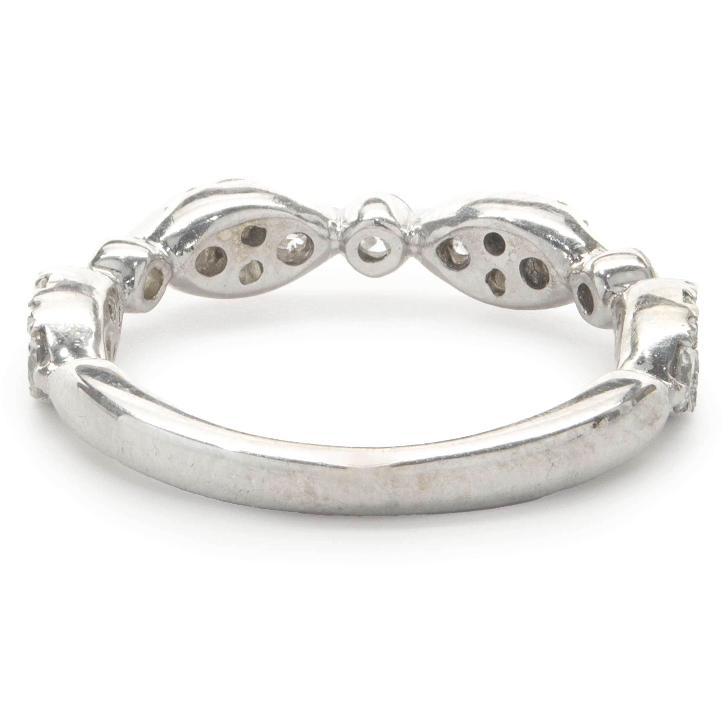 14 Karat White Gold Diamond Wave Band For Sale at 1stDibs