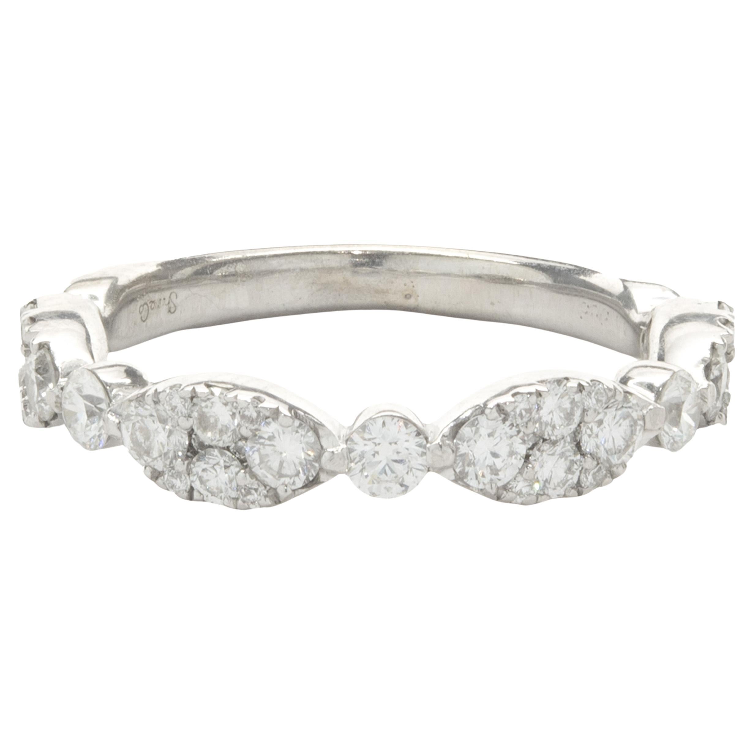 14 Karat White Gold Diamond Wave Band For Sale at 1stDibs