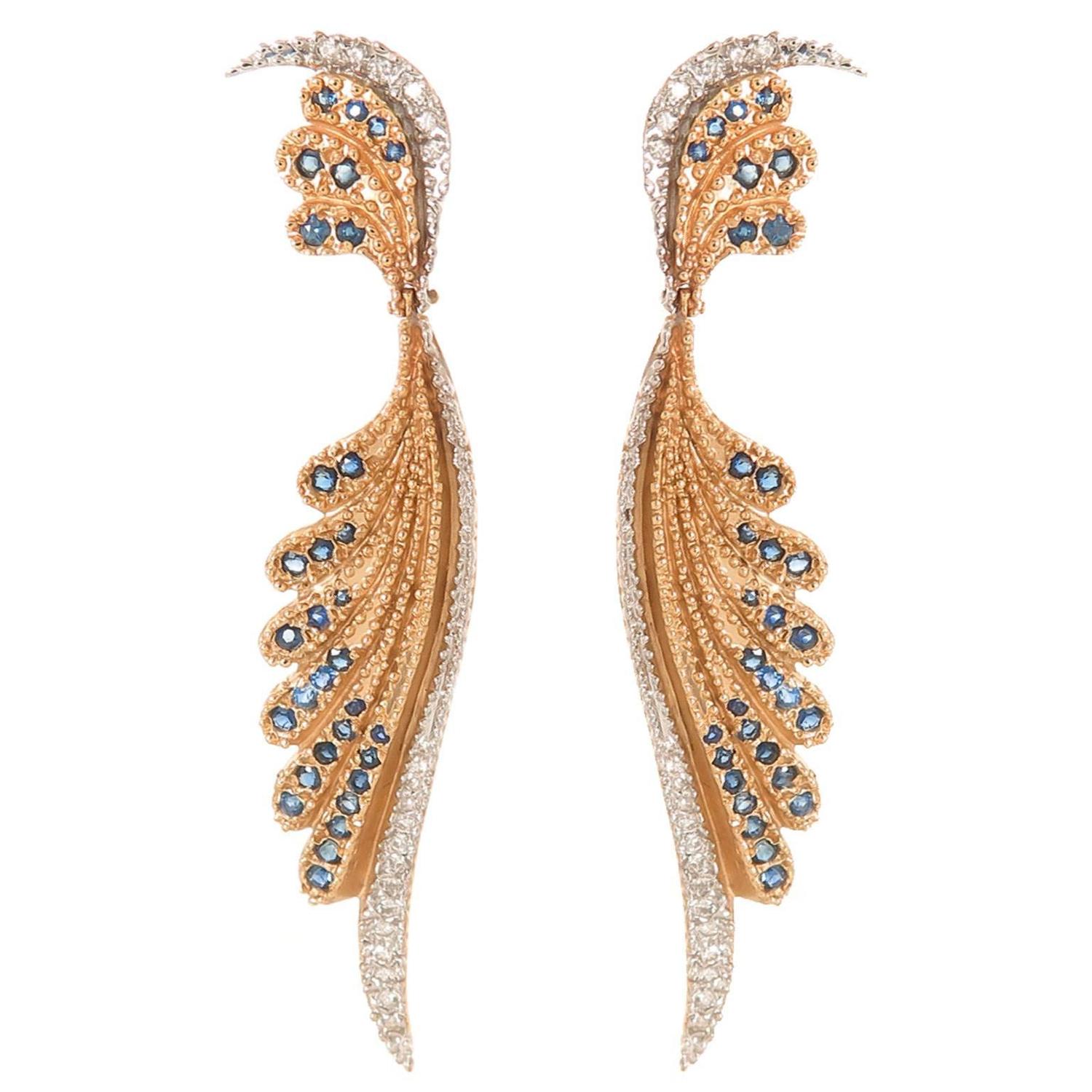 Erte Gem Set Gold Fantasy Earrings at 1stdibs