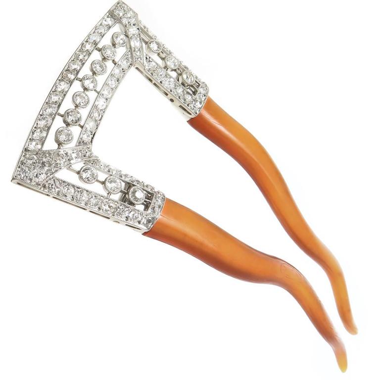 1915 Diamond Platinum Hair Comb Set at 1stDibs | diamond platinum ...