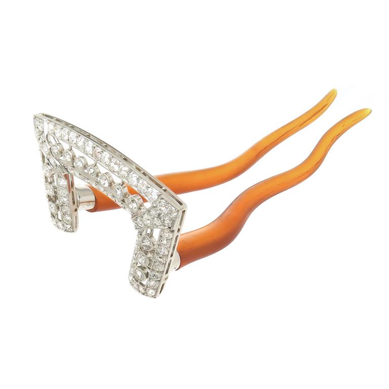 1915 Diamond Platinum Hair Comb Set at 1stDibs | diamond platinum ...
