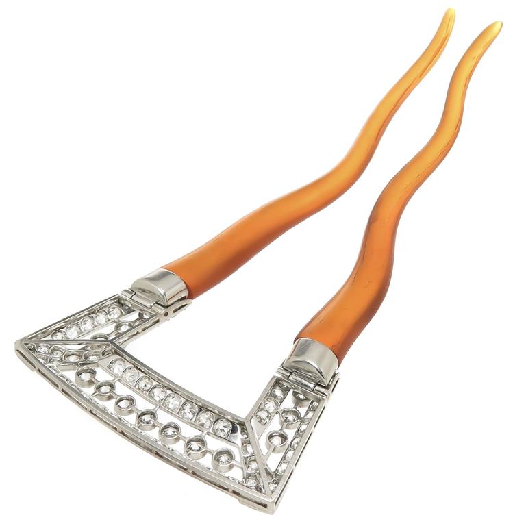 1915 Diamond Platinum Hair Comb Set at 1stDibs | diamond platinum ...