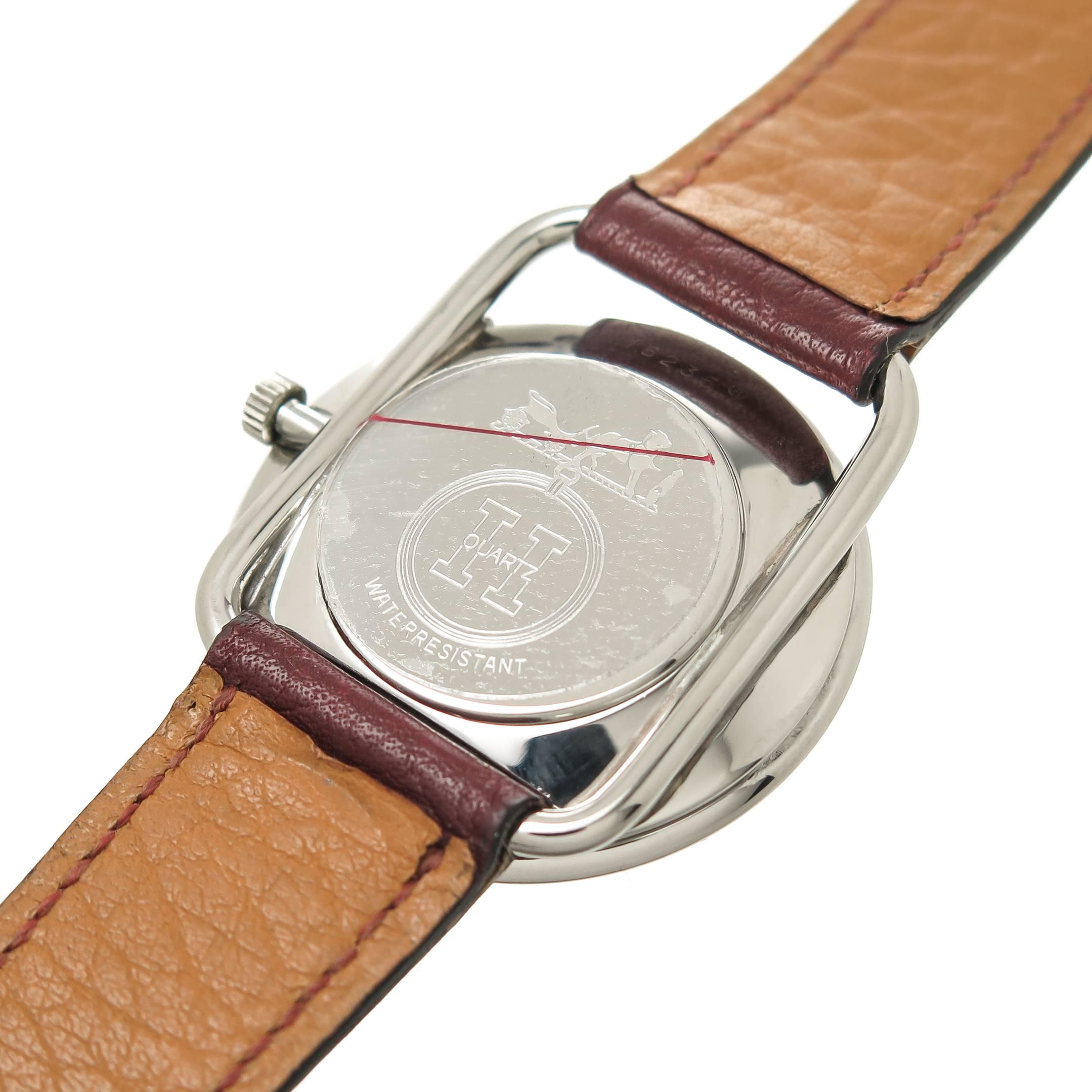 Hermes Stainless Steel Arceau Large Quartz Wristwatch at 1stDibs