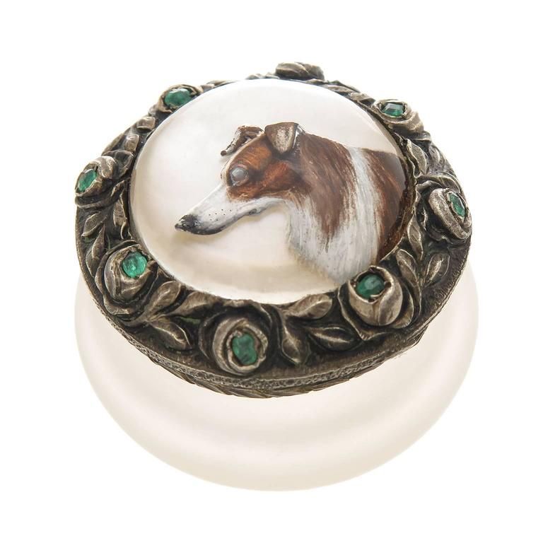 Crystal Gem Set Silver Box with Reverse Crystal Top For Sale at 1stDibs