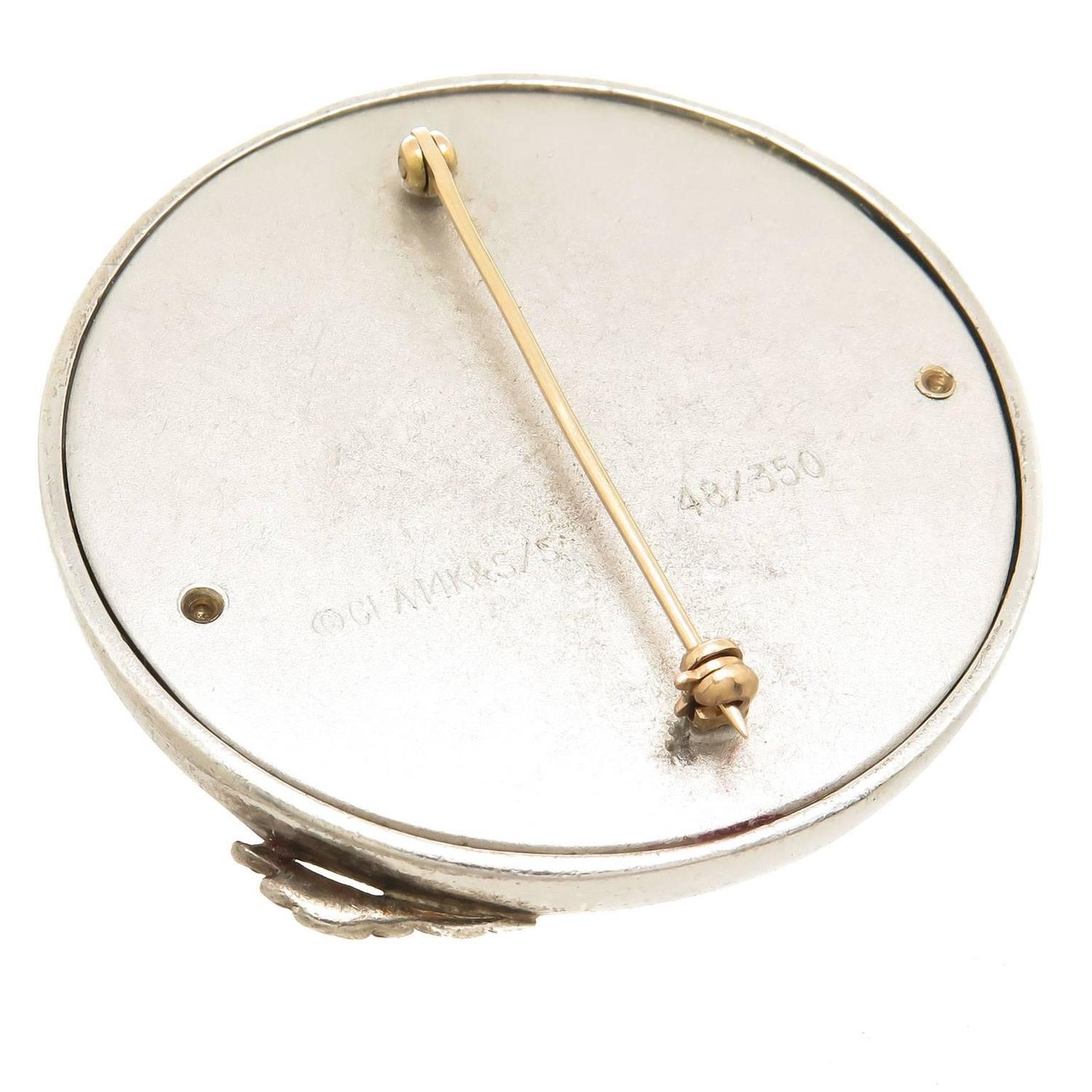 1980s Erte The Wave Mermaid Diamond Silver Gold Brooch at 1stdibs