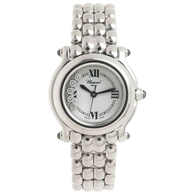Chopard Ladies Stainless Steel Diamond Happy Sport Quartz Wristwatch at ...