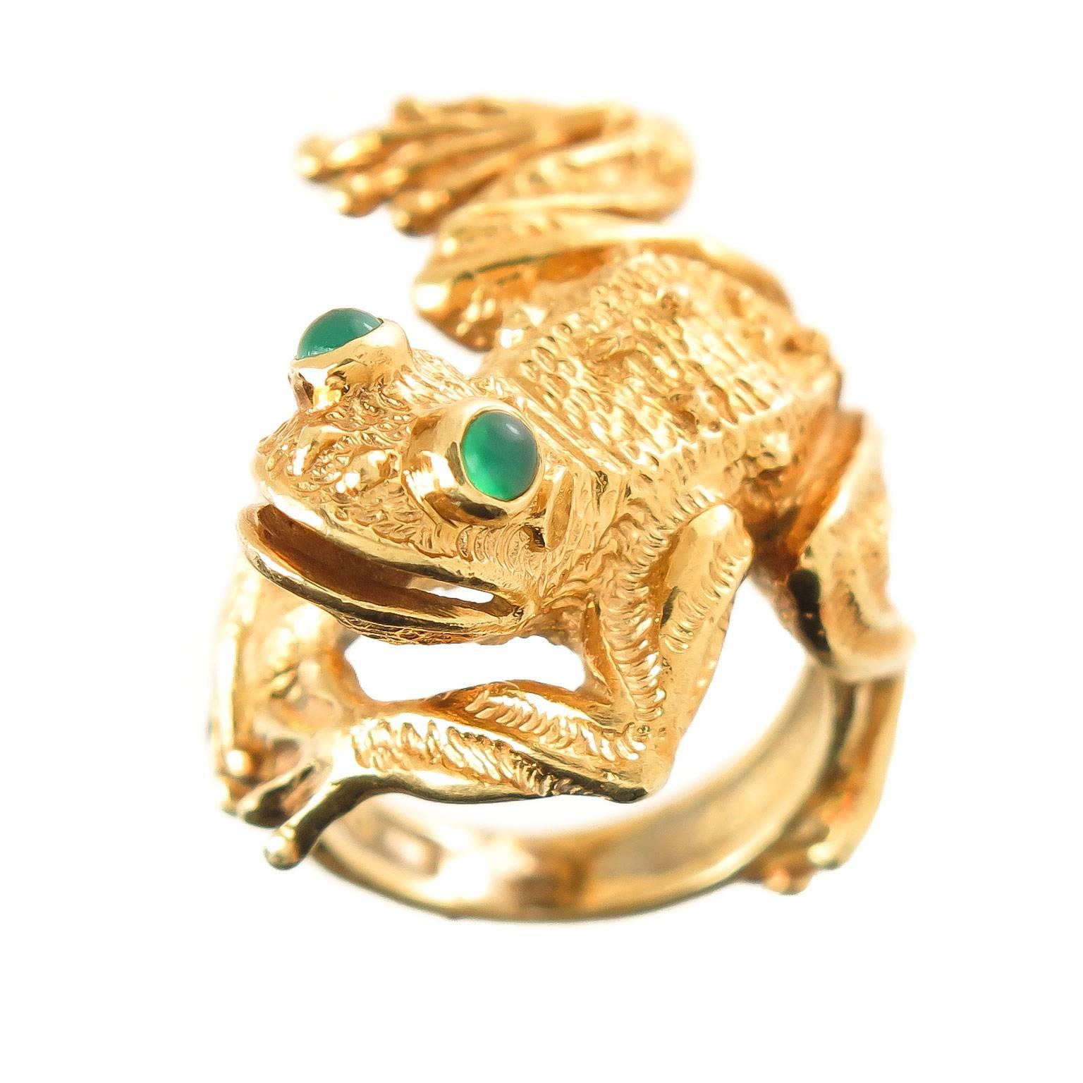 Kurt Wayne Gem Set Yellow Gold Whimsical Frog Ring For Sale at 1stDibs | kurt wayne ring, kurt ...