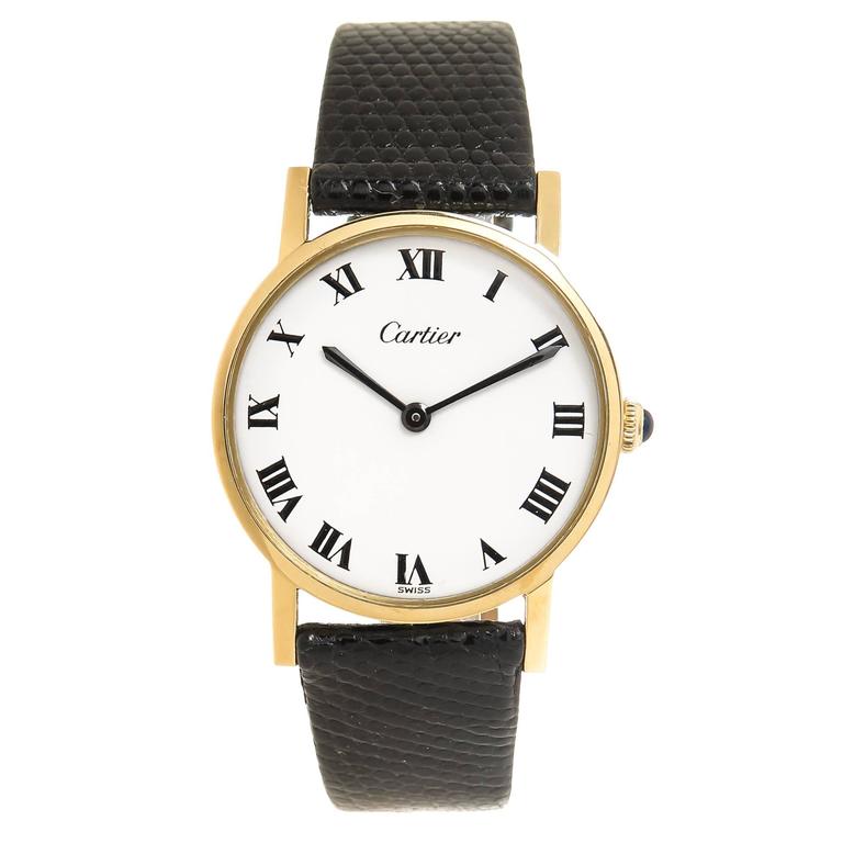 Cartier Gold Octagonal Wristwatch with Black Lizard Strap at 1stdibs