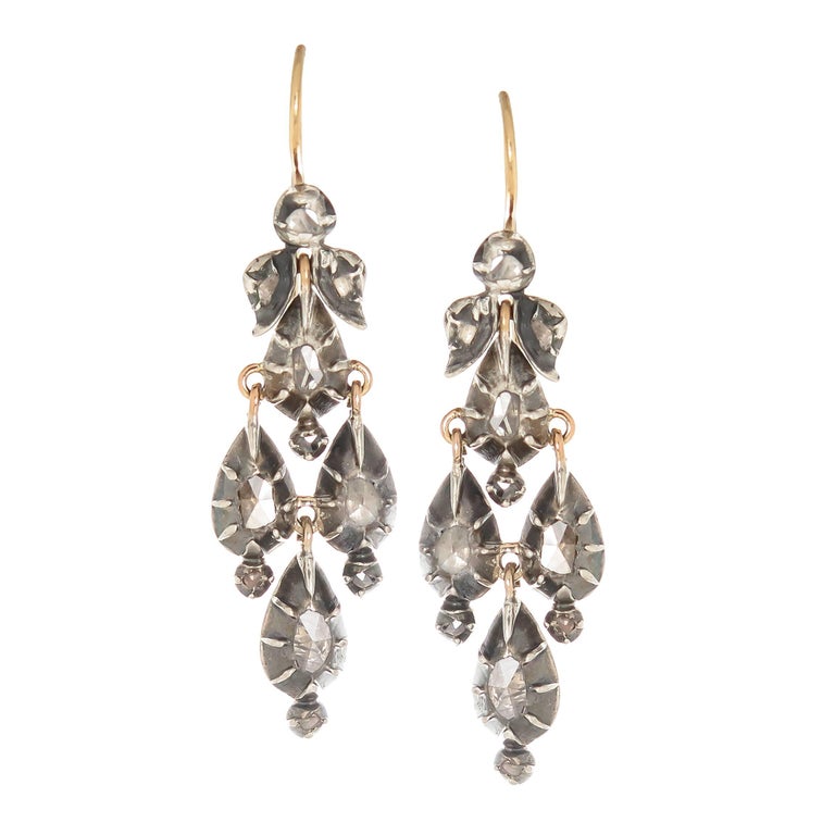 Georgian Silver Top Rose Cut Diamond Earrings at 1stDibs | georgian ...