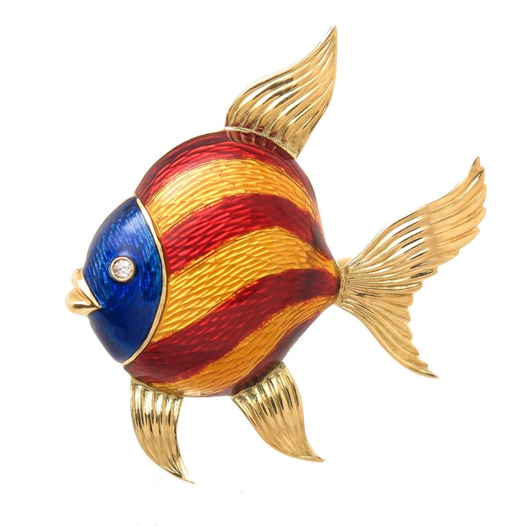 Tiffany and Co. Gold and Enamel Fish Brooch at 1stDibs | fish brooches ...