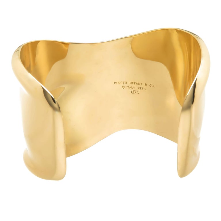Tiffany and Co. Elsa Peretti Gold Bone Cuff Bracelet For Sale at 1stDibs | tiffany bone cuff gold