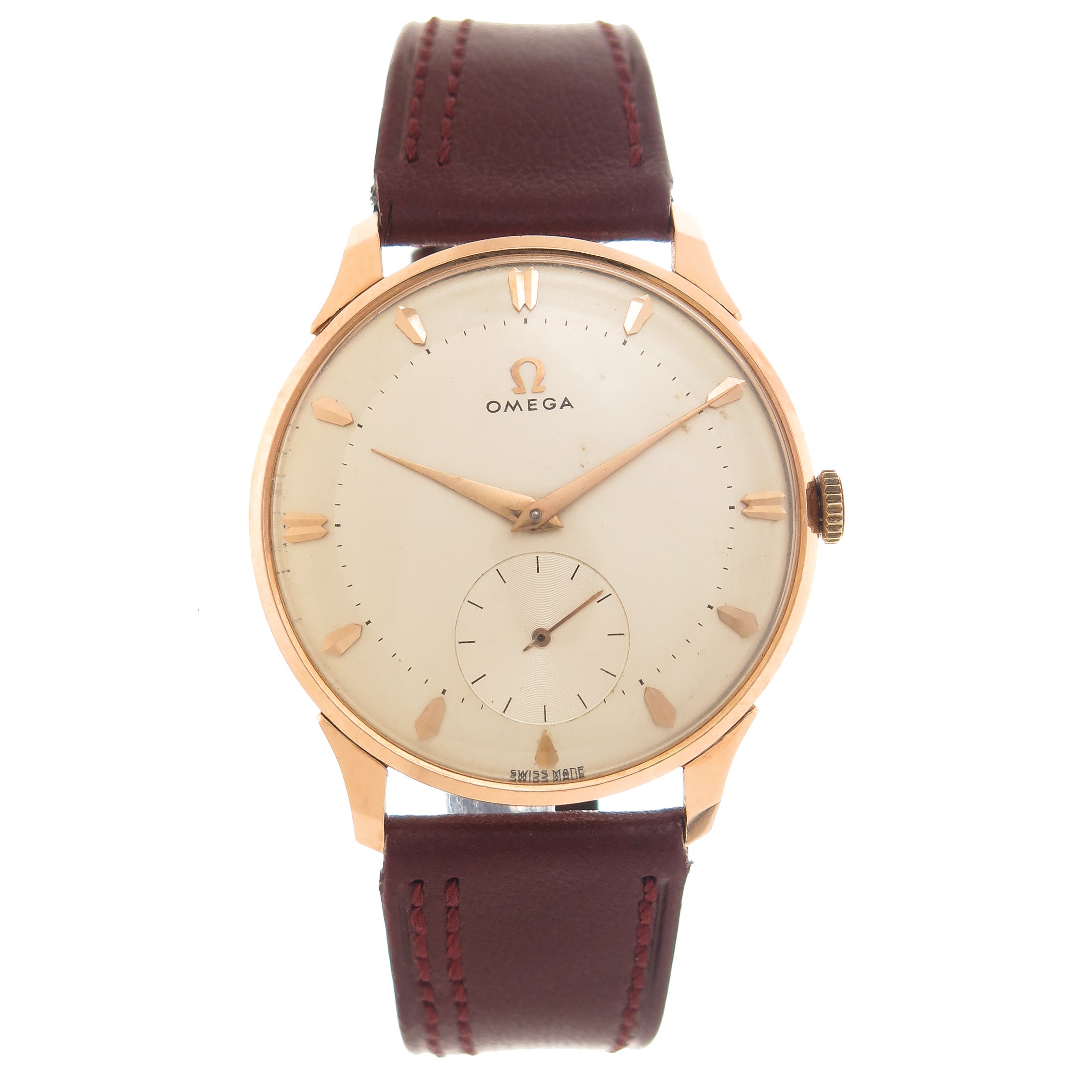 Omega Rose Gold Oversized Mechanical Wristwatch For Sale at 1stDibs