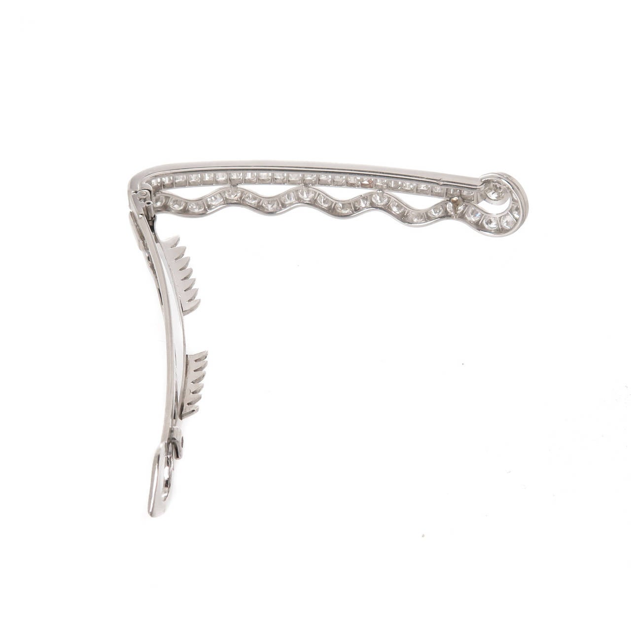 Art Deco French Diamond Platinum Hair Barrette at 1stDibs