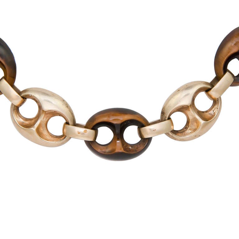 Tiger Eye Gold Necklace at 1stDibs