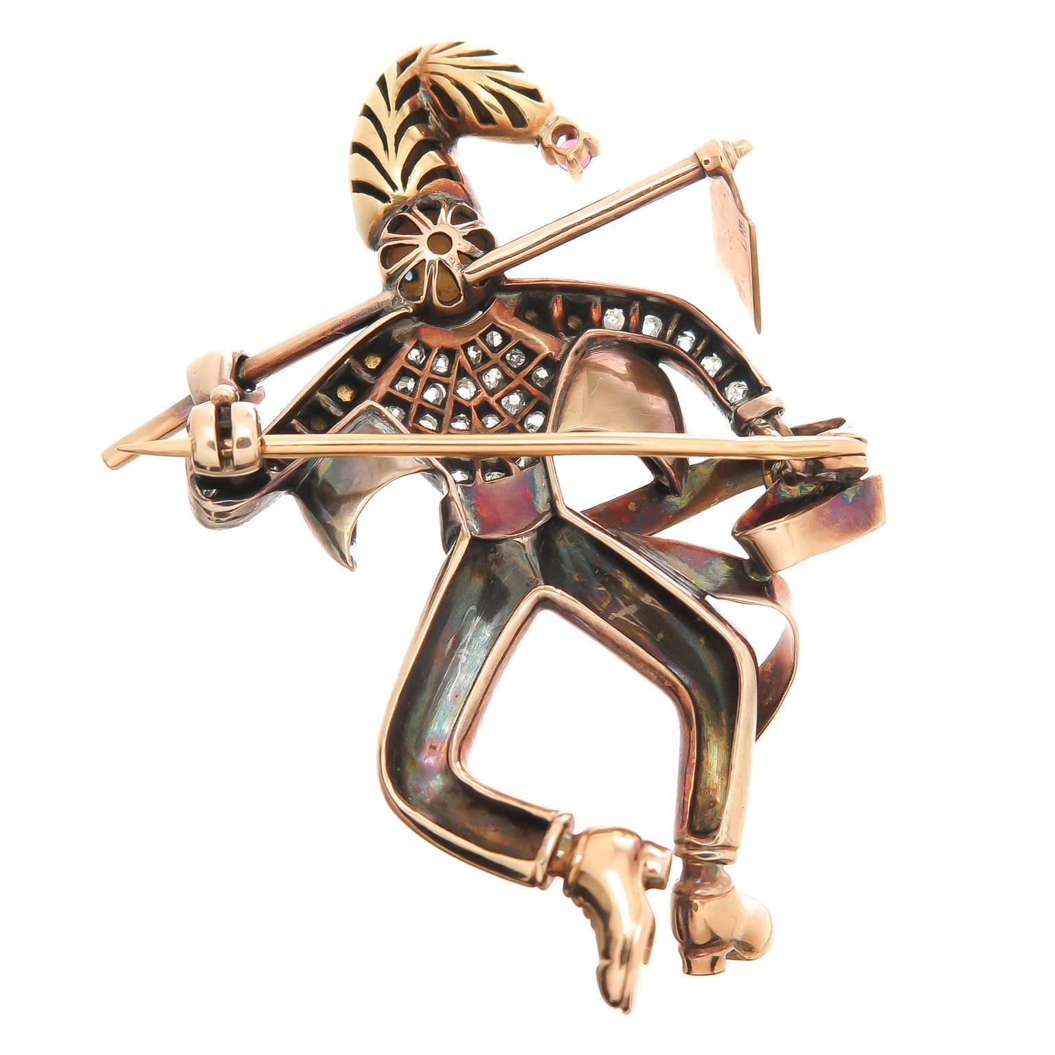 Gem set Gold Jester Brooch at 1stDibs | jester pin