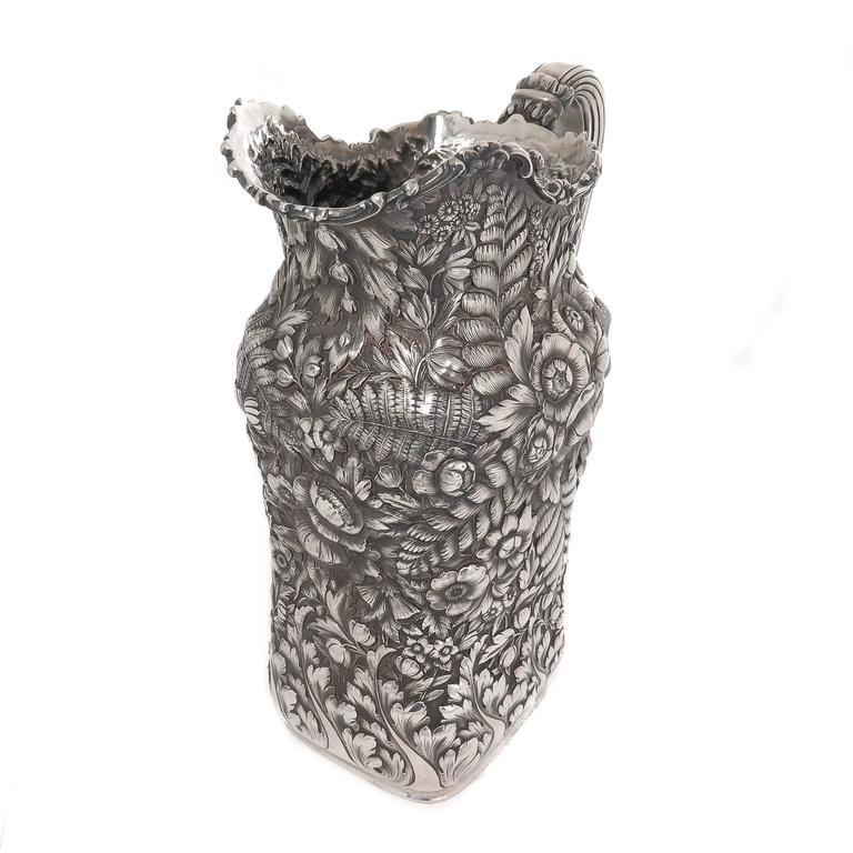 Tiffany and Co. Large Aesthetic Period Heavy Repousse Silver Pitcher at ...