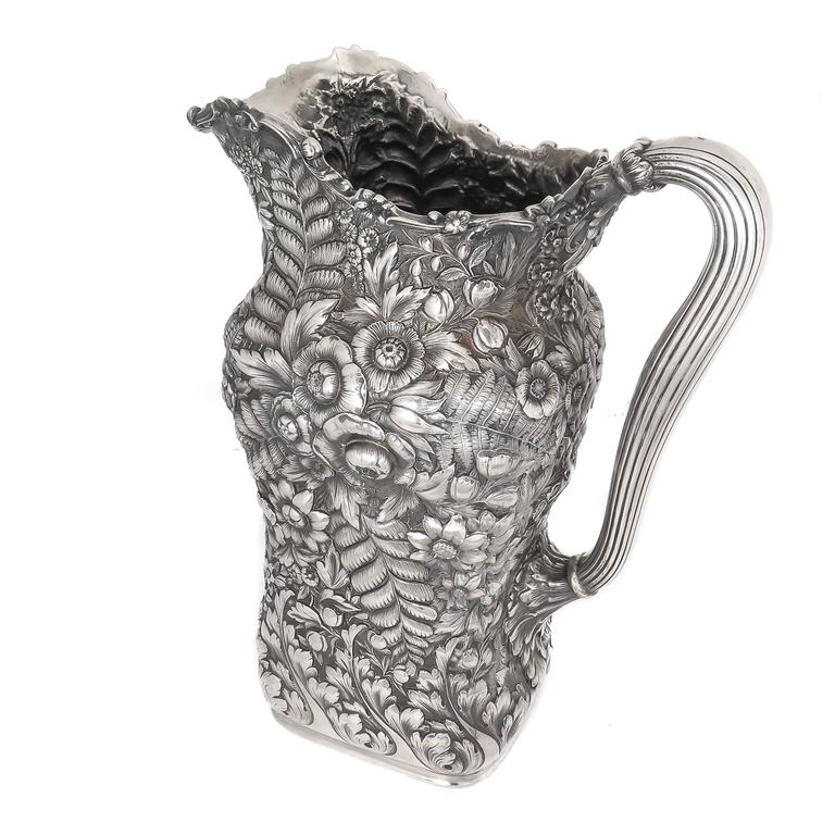 Tiffany and Co. Large Aesthetic Period Heavy Repousse Silver Pitcher at ...