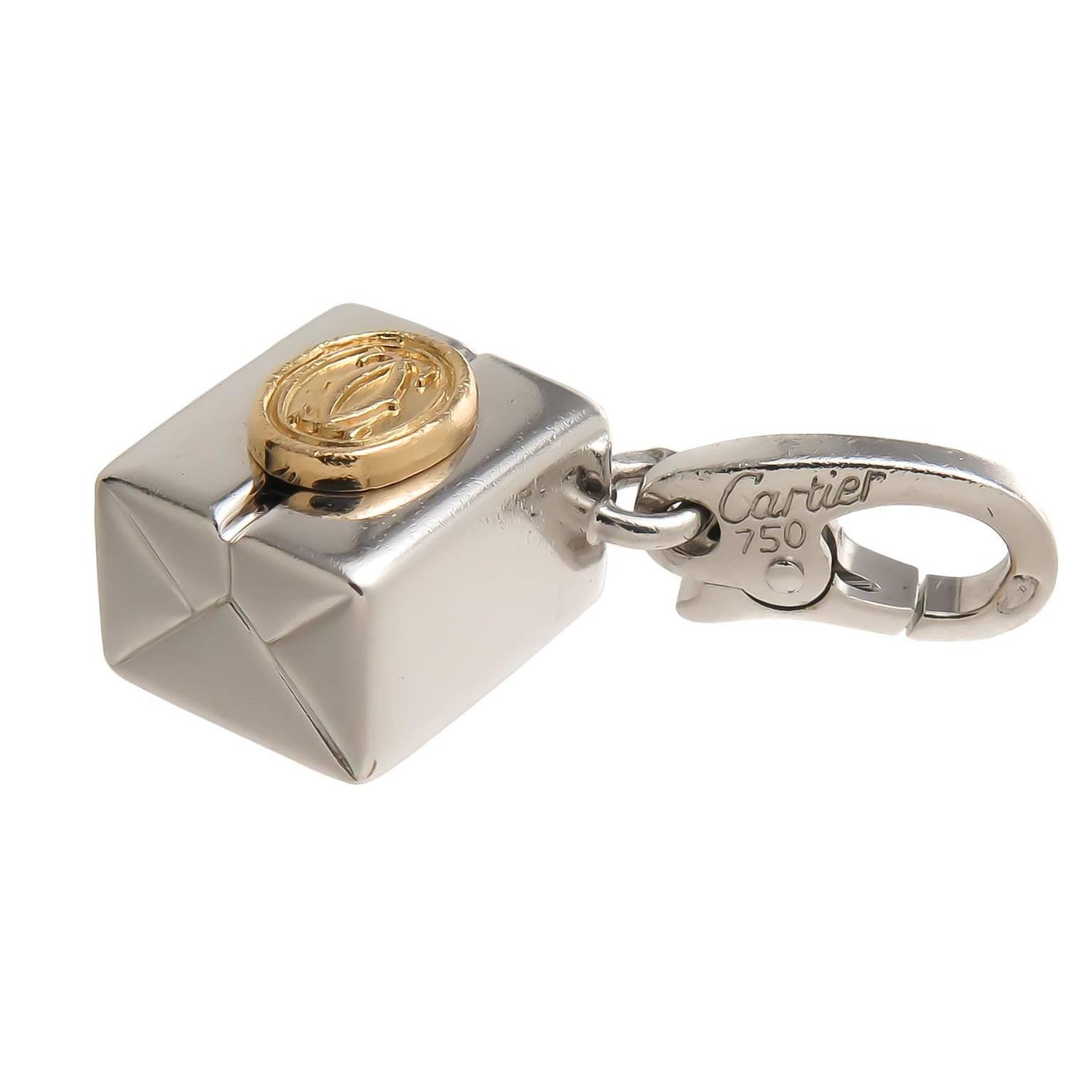 Cartier 2 Color Gold Gift Box Charm at 1stdibs