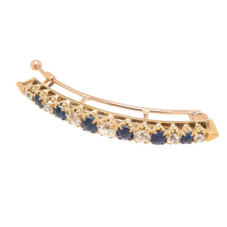 1900 Sapphire diamond gold Hair Barrette at 1stDibs | 14k gold hair ...