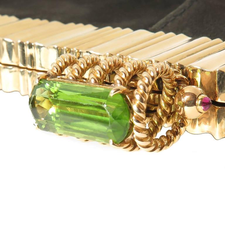 1950s Cartier Elegant Peridot Set Gold Evening Purse For Sale at 1stDibs