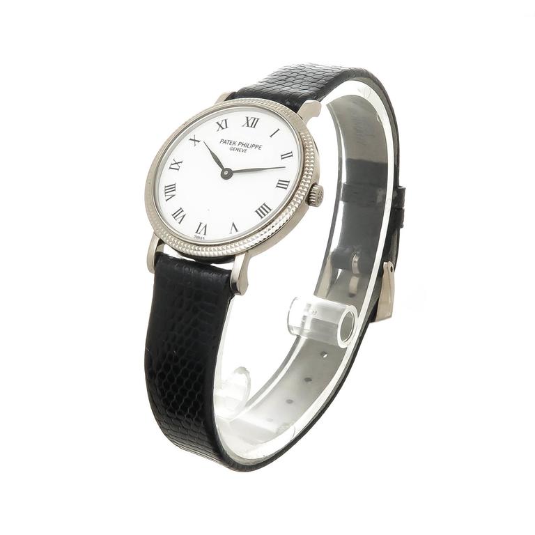 Patek Philippe Ladies Ref 4819 White Gold Calatrava Quartz Wrist watch ...