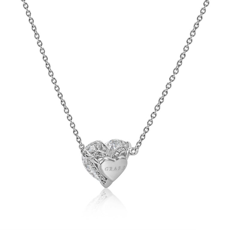 Graff GIA Certified Diamond Heart Necklace in Platinum H VS1 3.05 Carat ...