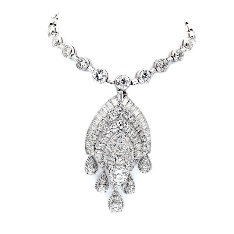 Van Cleef and Arpels Diamond Platinum Convertible Pendant Necklace For ...