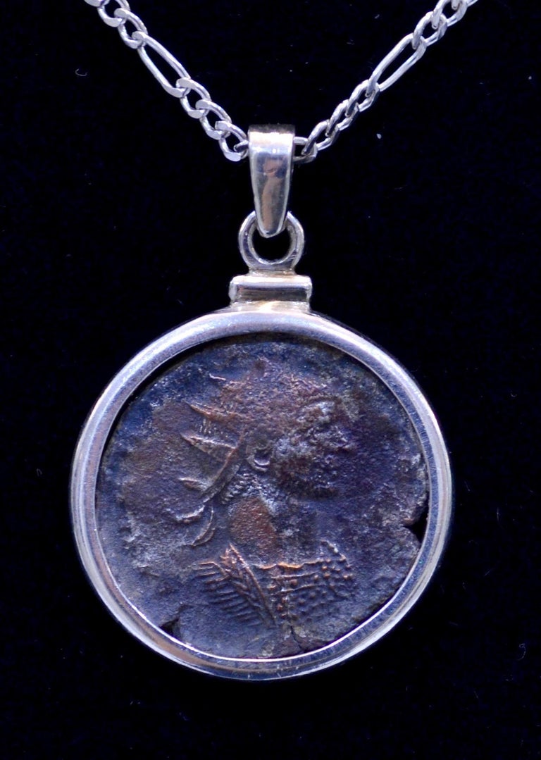 Authentic Roman Coin Silver Necklace at 1stDibs